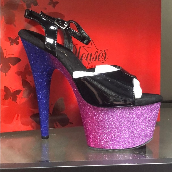 Pleaser | Shoes | Pleaser Adore Glitter Stripper Heels Purple Pink ...